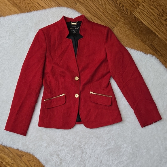 Mary Kay | Jackets & Coats | Mary Kay Red Blazer Womens Extra Small ...